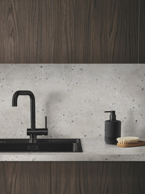 Omega worktop and splashback in Taros Gris Ultramatt - Scandinavian ...