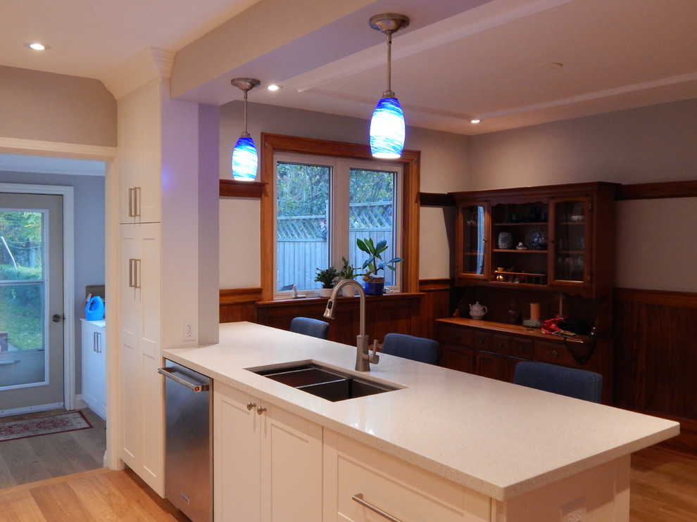 Open-Concept IKEA Kitchen - Grimslov White with Blue Accents and ...