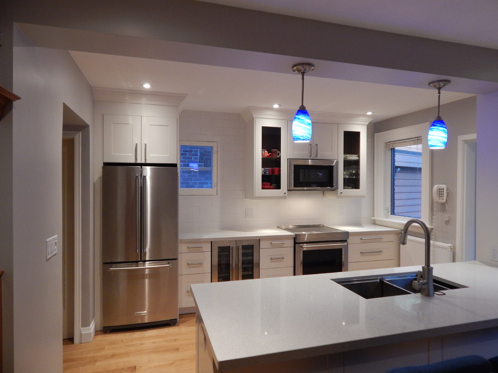 Open-Concept IKEA Kitchen - Grimslov White with Blue Accents and ...