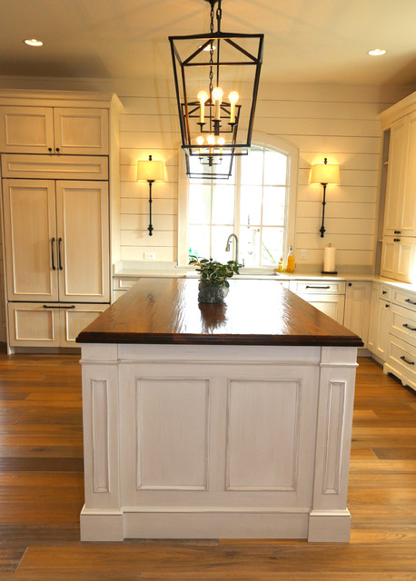 Open Open Concept Kitchen with Copper Hood and Grothouse Wood Island ...