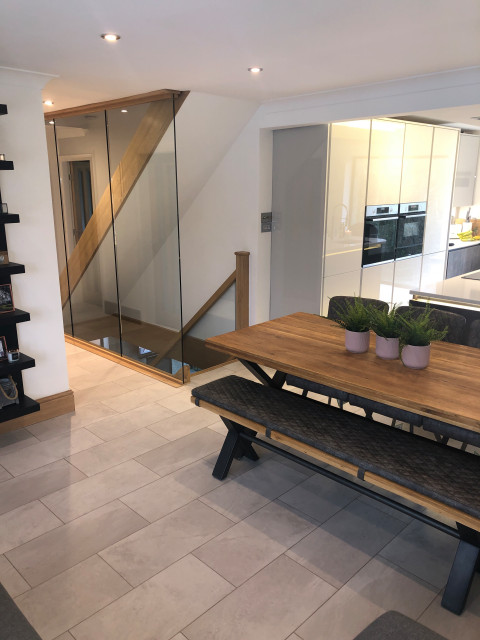 Open Plan Kitchen, Dining Room, Hallway and Stairs - Modern - Kitchen ...