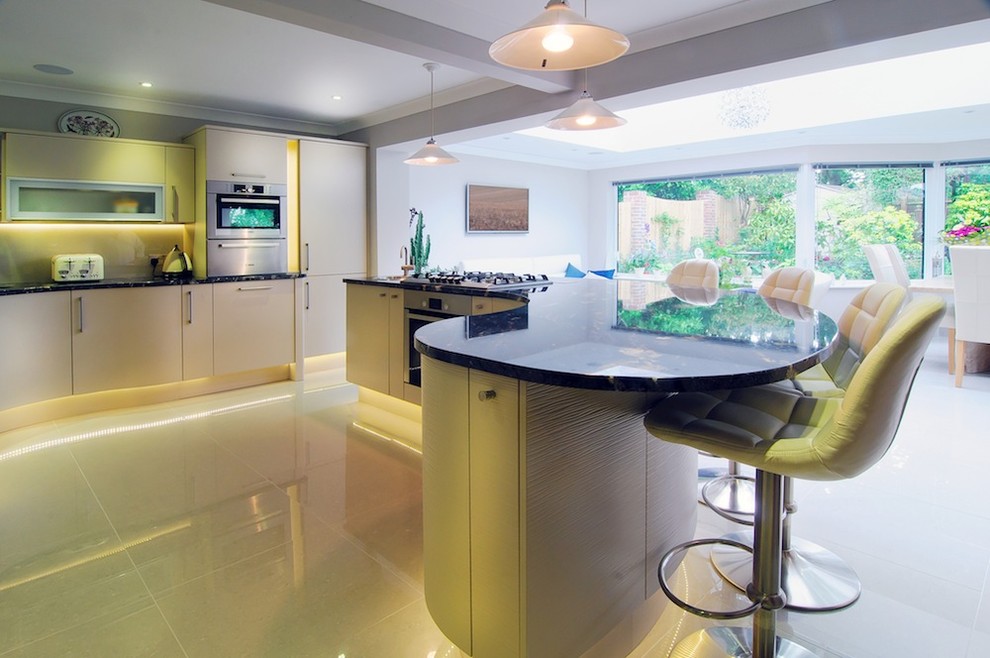 Open Plan Light Cream Kitchen - Contemporary - Kitchen - Hampshire - by ...