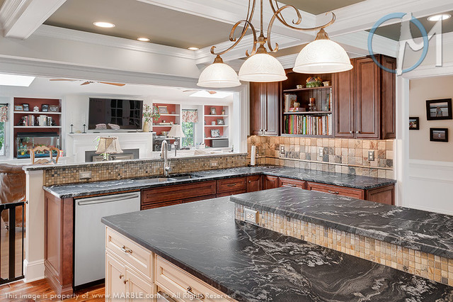 Oscuro Mist Satin Granite Kitchen Countertops | Marble.com ...