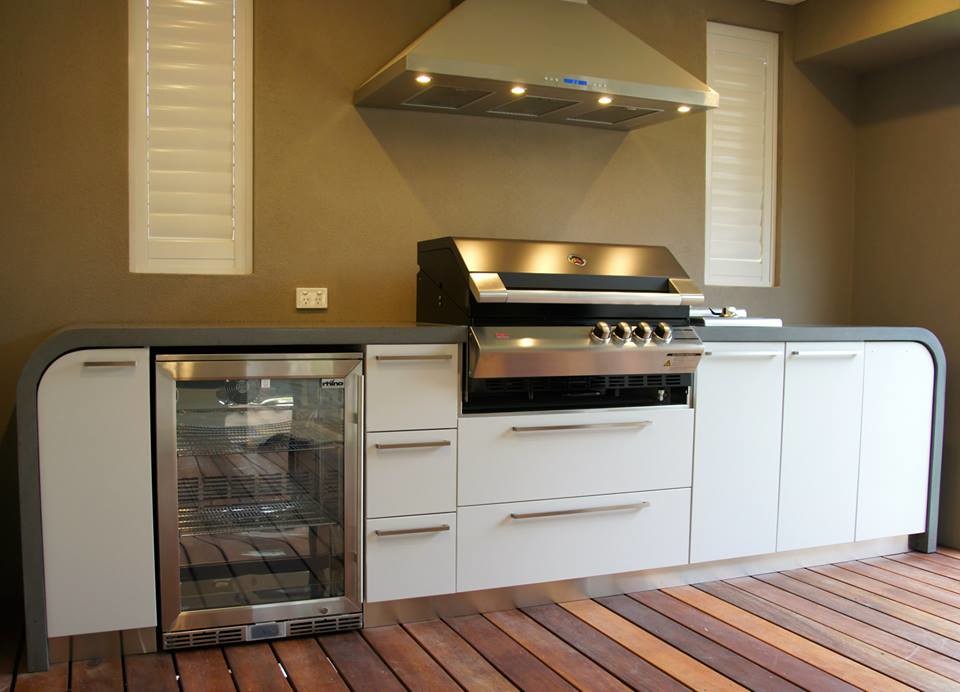 Outdoor Kitchen | polished concrete benchtops with waterfall ends ...