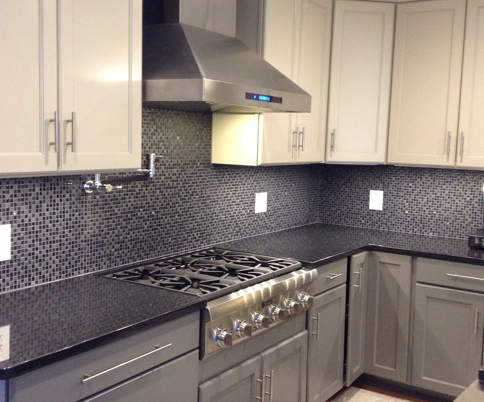 Painted kitchen cabinets with Extra large Island - Contemporary ...