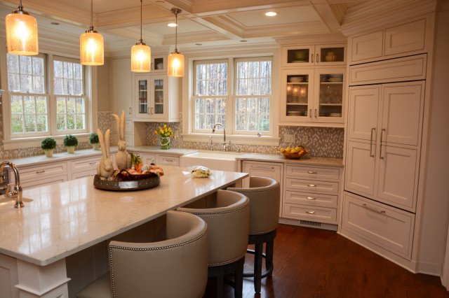 Pasadena, MD Large White Quartz Kitchen Countertops - Transitional - Kitchen - Baltimore - by ...