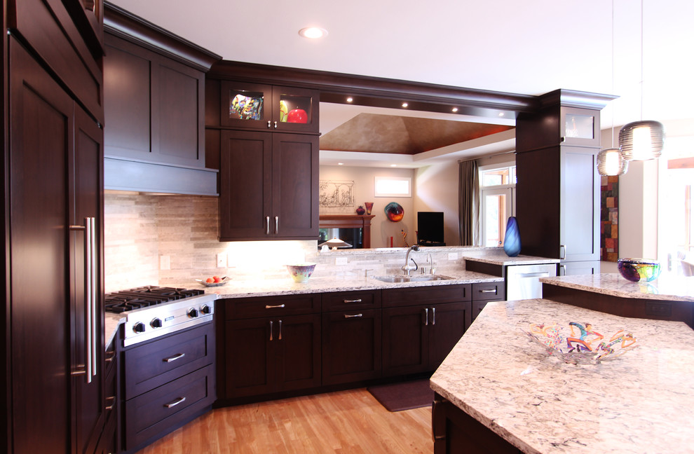 Pass Through Above Sink Opens Kitchen to Family Room - Transitional ...