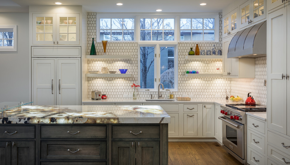 Patagonia Granite, Kitchen Island Glows - Contemporary - Kitchen ...