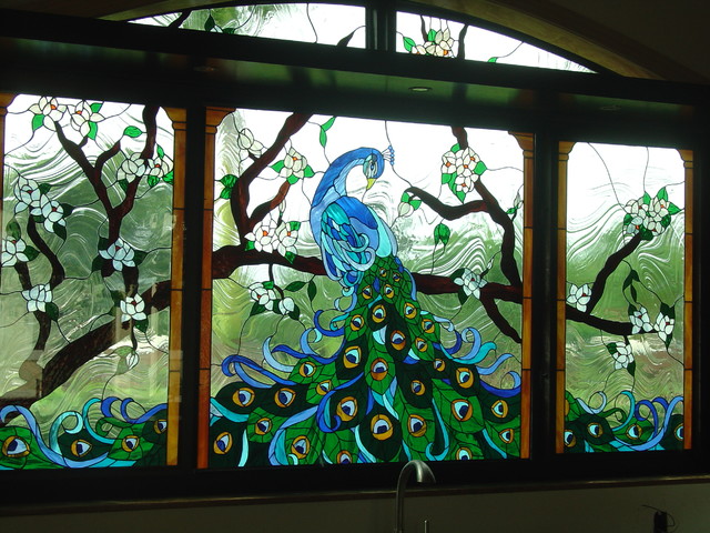 peacock window - Traditional - Kitchen - Miami - by Art Glass and ...
