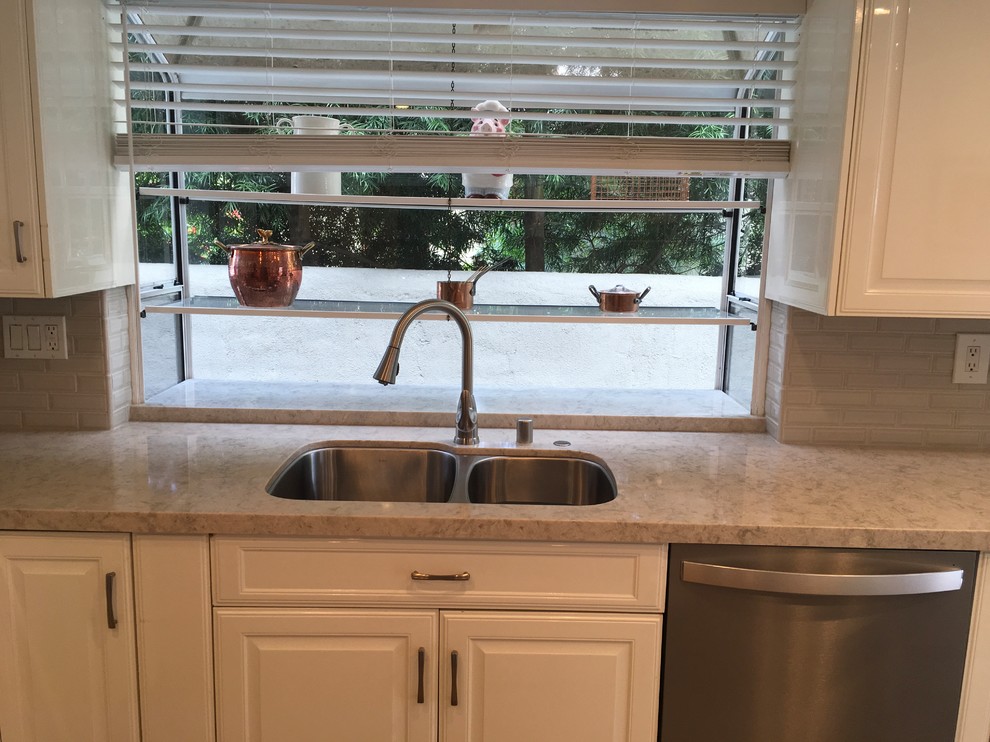 Portico Cream with the Portico Pearl Subway Tile - Kitchen - Los ...