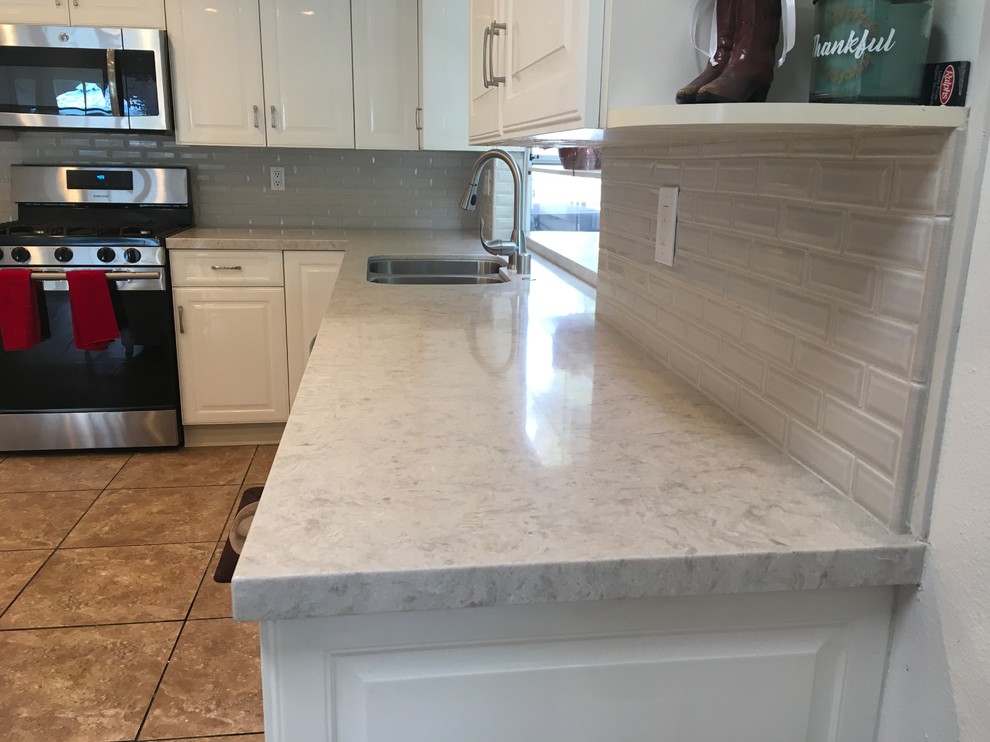 Portico Cream with the Portico Pearl Subway Tile - Kitchen - Los ...