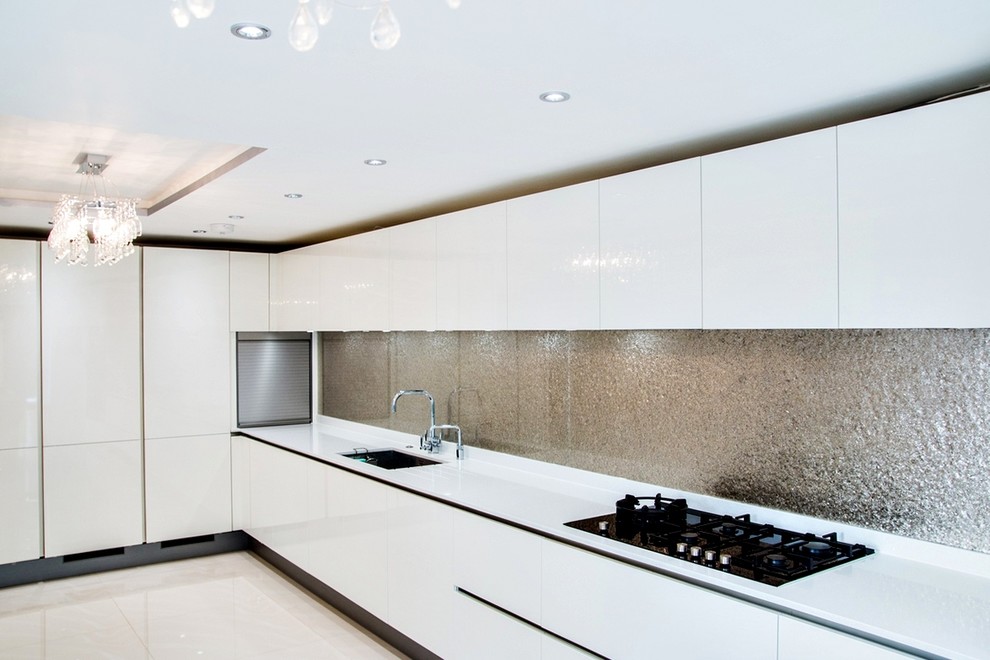 "PREMIUM SILVER" glass kitchen splashback - Modern - Kitchen ...