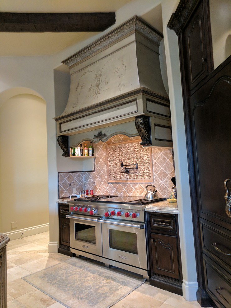 Primary kitchen range hood with wolf range - Traditional - Kitchen ...