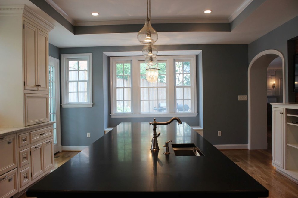 Pure Gray Quartz & Mont Blanc Marble Kitchen - Contemporary - Kitchen ...