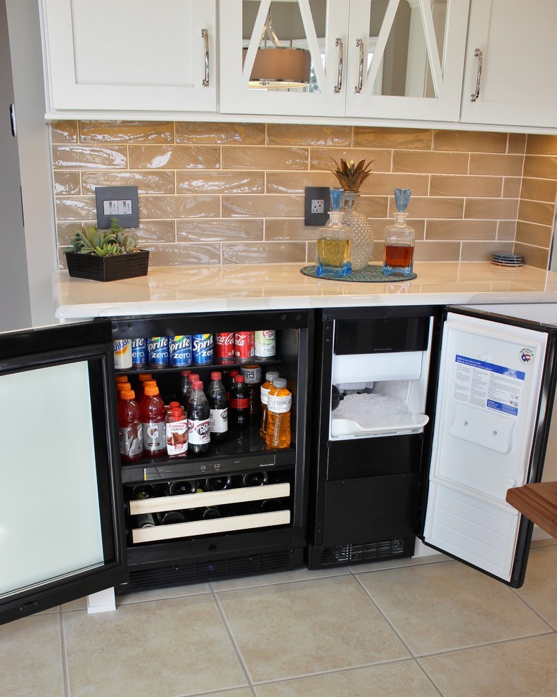Quad Cities Kitchen With Gray Base Cabinets and Waterfall Counters ...