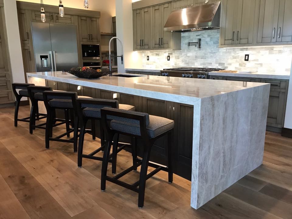 Quartz Island & Waterfall Panels - Modern - Kitchen - Sacramento - by ...