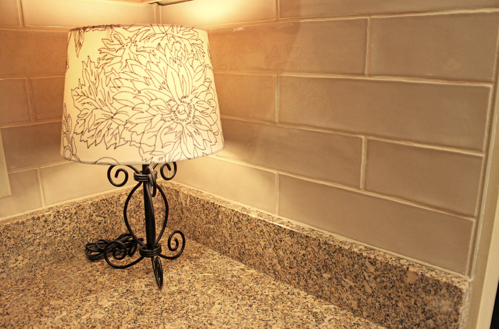 Quartz Island Countertop and Artigiano Tile Backsplash - Traditional ...