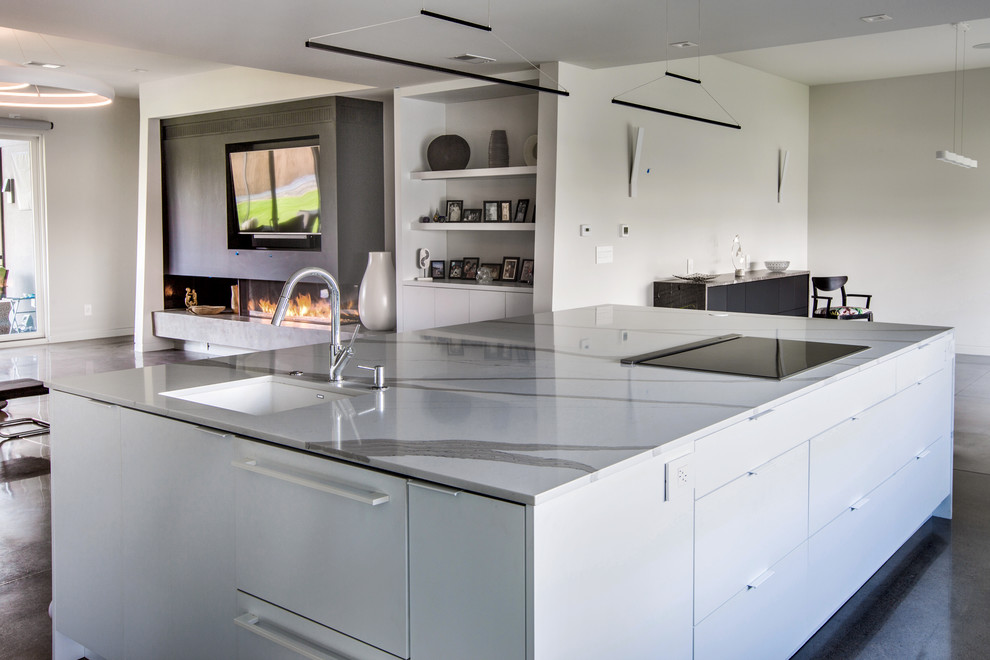 Quartz Waterfall Edge, Kitchen Island - Modern - Kitchen - Denver - by ...