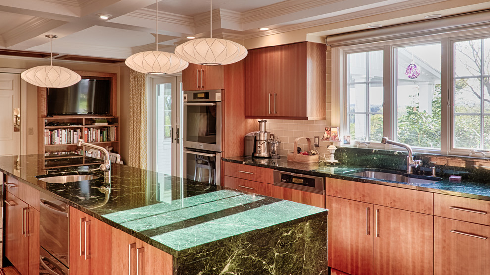 Rainforest Green Granite Kitchen - Contemporary - Kitchen - Bridgeport ...