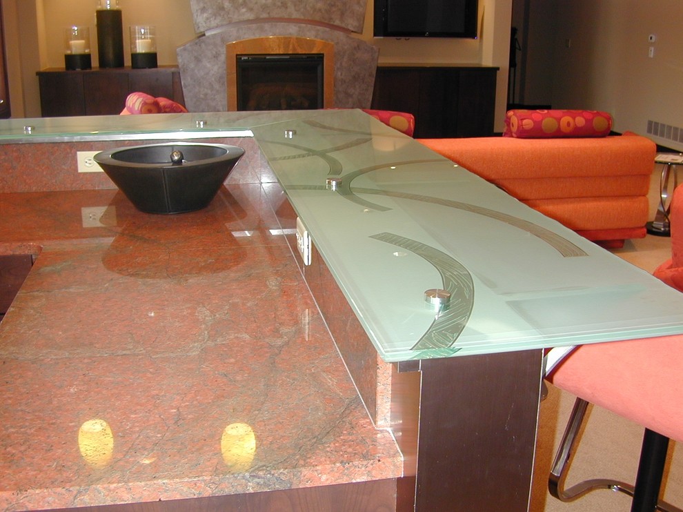 Raised Glass Bar Top with Custom Carved and Etched Pattern ...