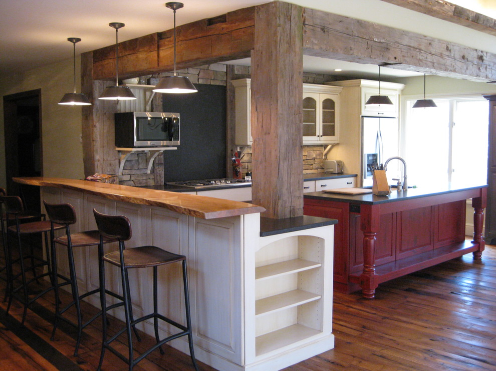 Reclaimed Beams & Repurposed Cabinets - Fusion - Kitchen - Bridgeport ...