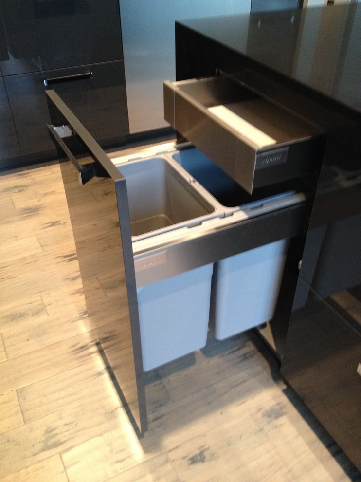 Recycle pull out on servo drive mechanism - Modern - Kitchen ...