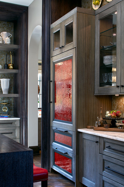 Red Blown-Glass Panels on Fully Integrated Refrigerator - Classique ...