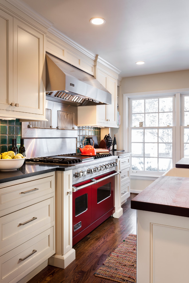 Red Viking Range in Kitchen - Transitional - Kitchen - Detroit - by ...