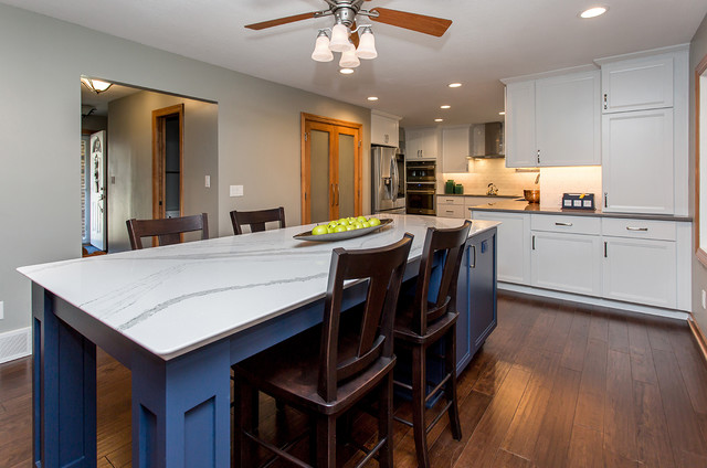 Redesigned White & Blue Kitchen - Transitional - Kitchen - Other - by ...