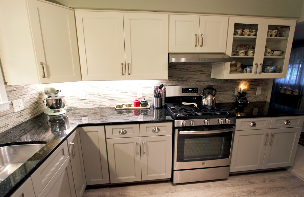 Refaced 2-tone kitchen, Base Cabinets - Harbor Mist; Wall Cabinets ...