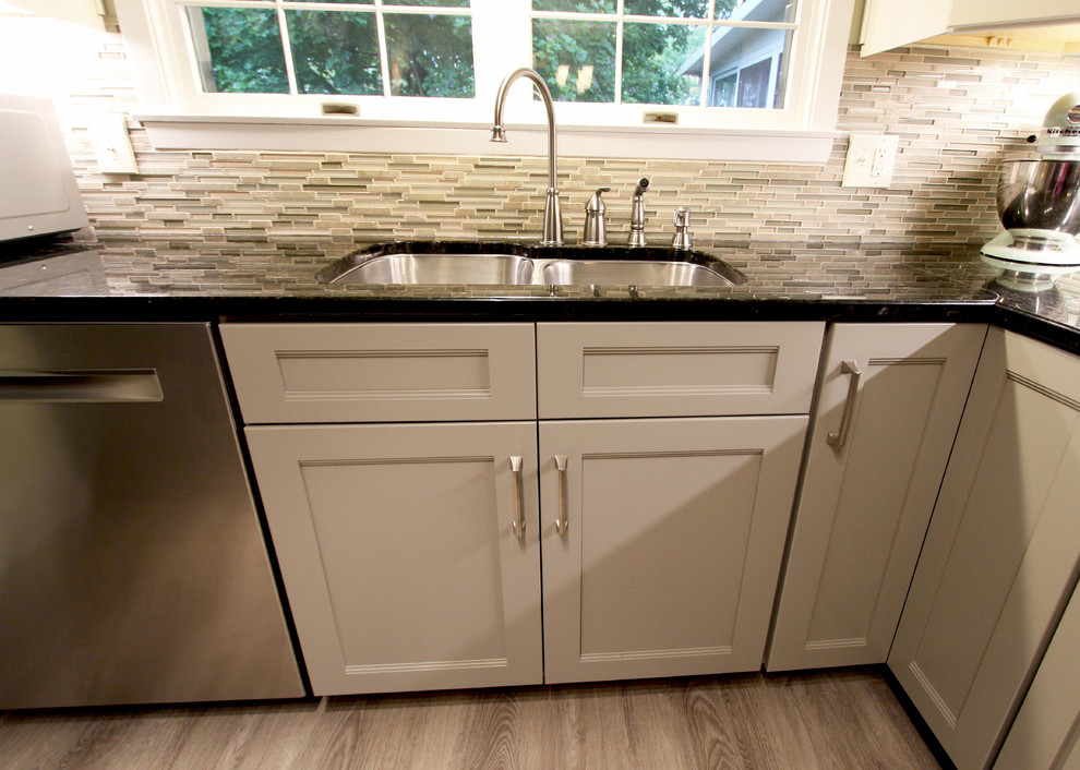 Refaced 2-tone kitchen, Base Cabinets - Harbor Mist; Wall Cabinets ...