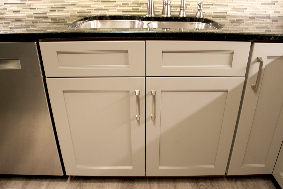 Refaced 2-tone kitchen, Base Cabinets - Harbor Mist; Wall Cabinets ...