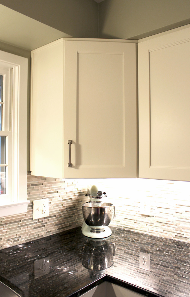 Refaced 2-tone kitchen, Base Cabinets - Harbor Mist; Wall Cabinets ...