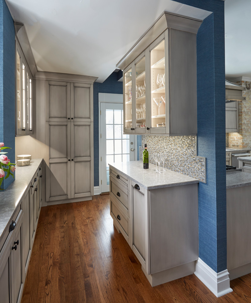 Refined Dusk Grey Custom Kitchen in Winnetka - Traditional - Kitchen ...