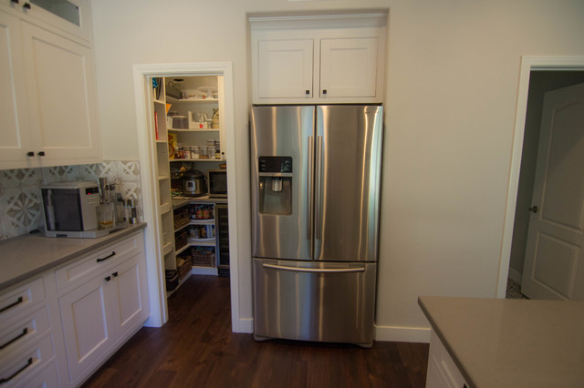 Refrigerator and Walk In Pantry - Transitional - Kitchen - Orange ...