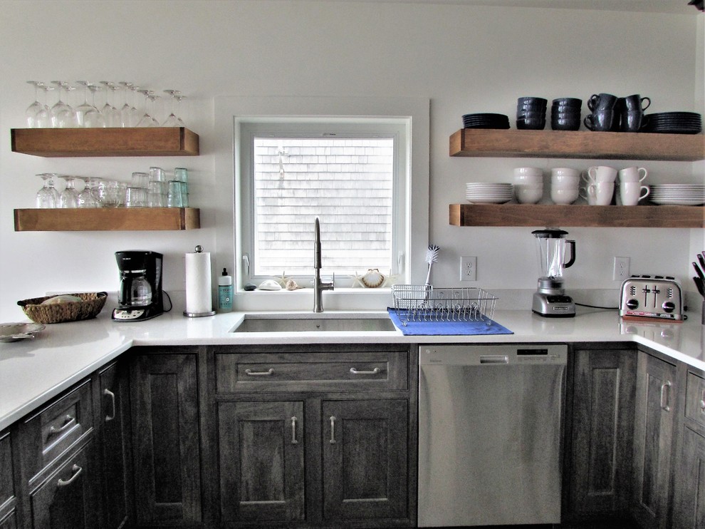 Renovated beach cottage open concept kitchen - Beach Style - Kitchen ...