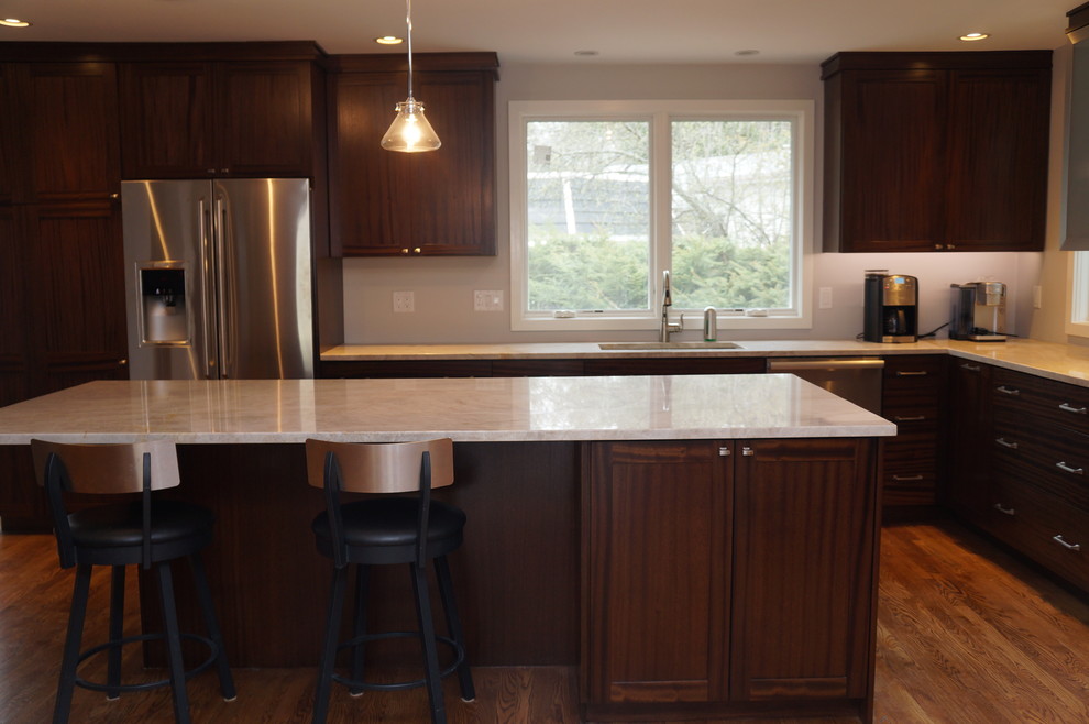 Ribbon Sapele Mahogany Kitchen - Stained Dark - Modern - Kitchen ...