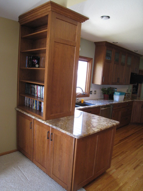 Room Dividing Design in Cherry Kitchen - Traditional - Kitchen - Other ...