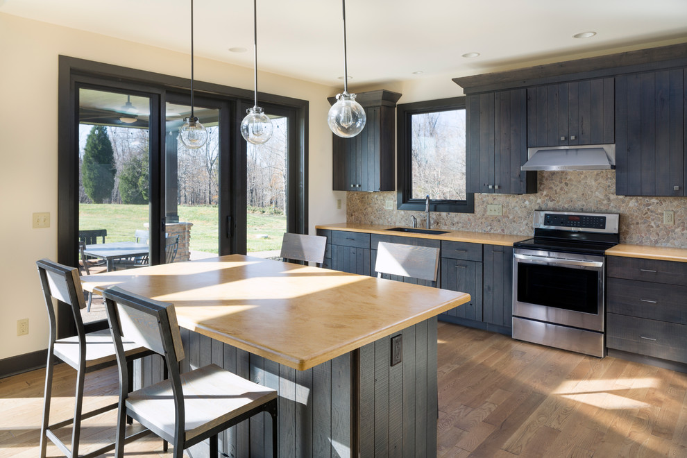 Rustic Kitchen with a Barn Wood Door - Rustic - Kitchen - Cincinnati ...