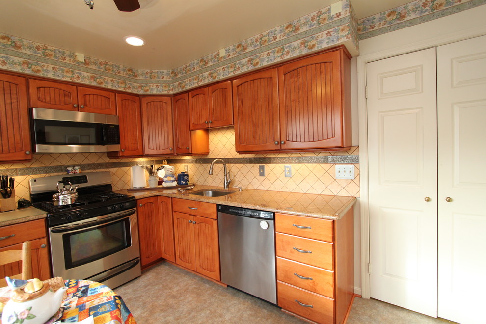 Rustic Maple Kitchen with Custom Made Cabinet Doors and Granite ...