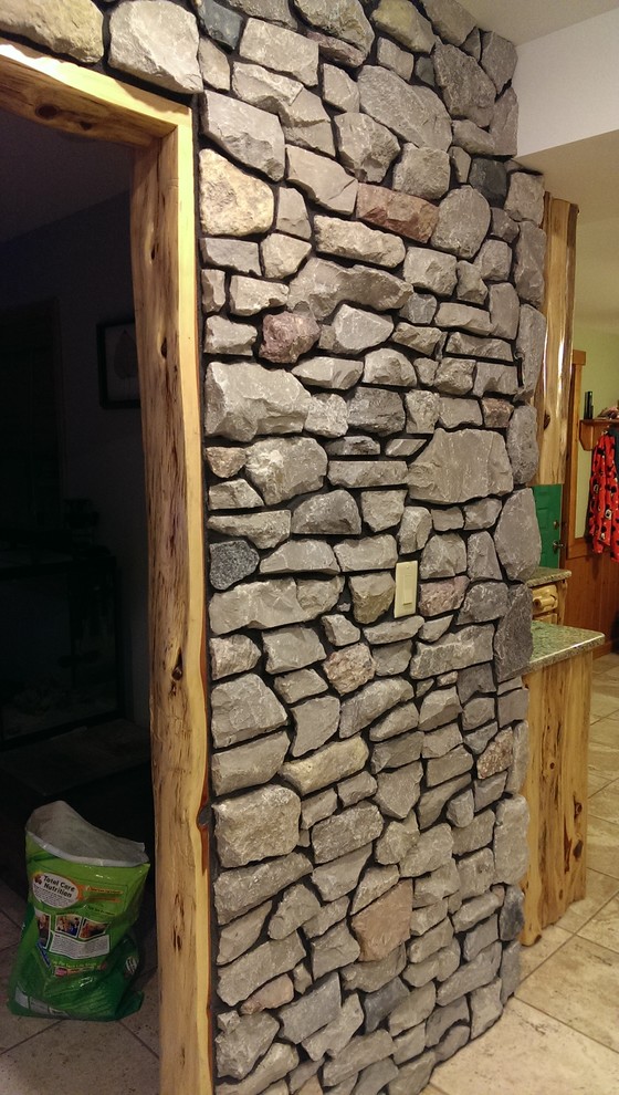 Rustic Red Cedar Kitchen with cultured Stone Backsplash - Rustic - Kitchen - Other - by Attic ...