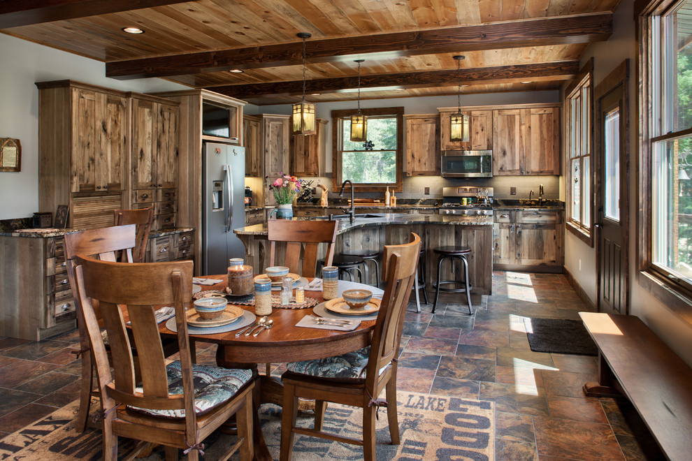 Rustic Timber Frame Home: The Rock Creek Residence - Kitchen and Dining ...