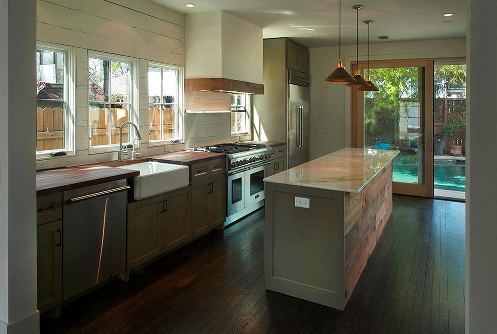 Rustic Woodland Heights Renovation - Rustic - Kitchen - Houston - by ...