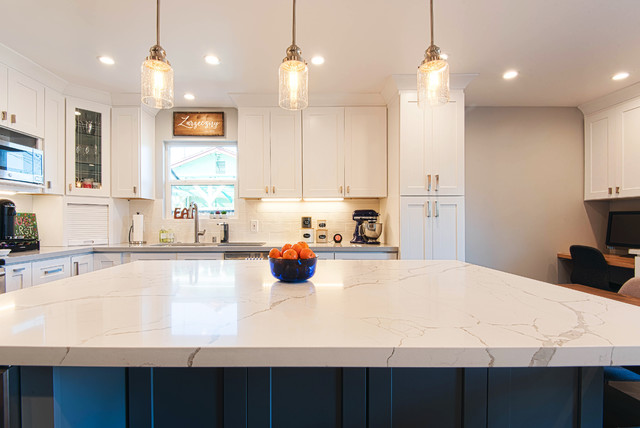 San Jose White Shaker Kitchen Remodel- semi custom cabinets, quartz ...
