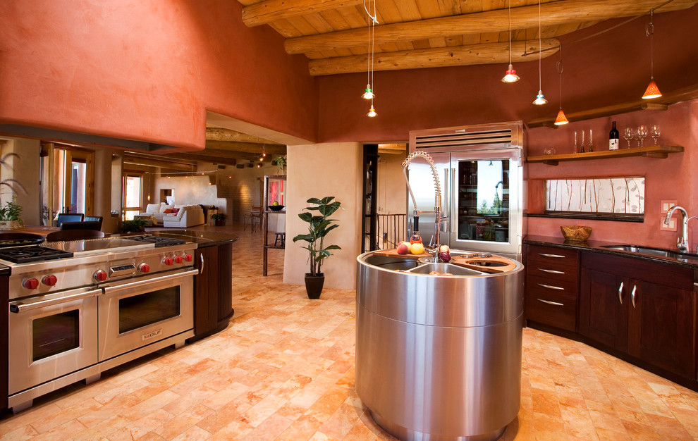 Santa Fe Contemporary Kitchen Sink Island - Contemporary - Kitchen ...