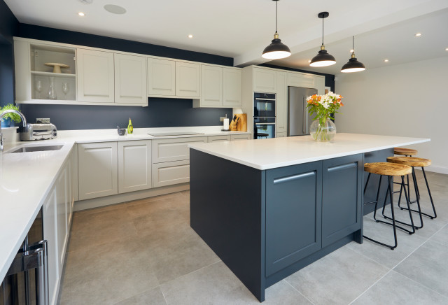 Savoy Painted Limestone and Anthracite - Transitional - Kitchen ...
