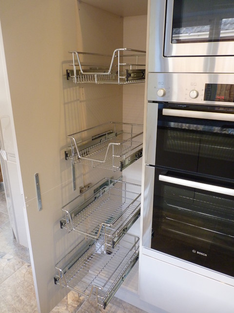 Second Nature Remo Cashmere gloss handleless kitchen blue pearl granite ...