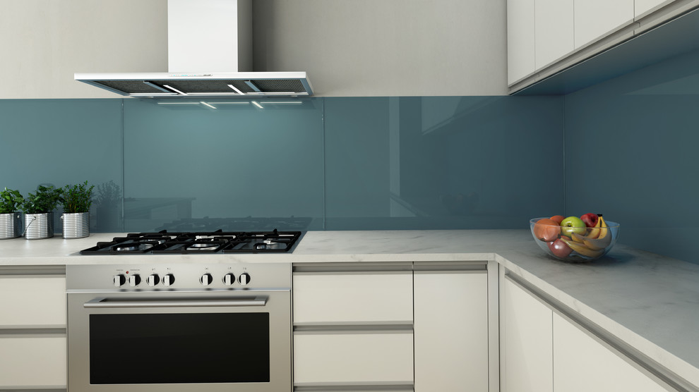 Seratone Amy's Amnesia splashback with Caesarstone London Grey benchtop ...