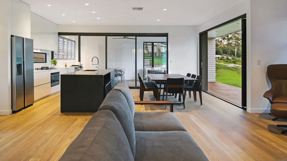 Two Black Aluminium Cavity Sliding Doors - Moderne - Cuisine - Brisbane ...