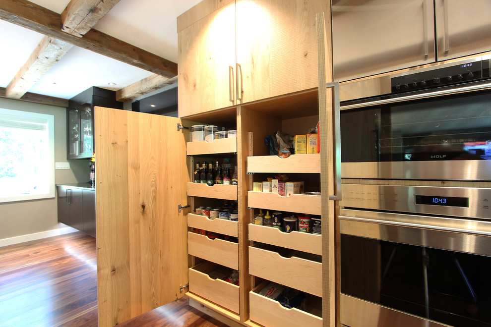 Side by Side Pantries with Adjustable Rollout Storage - Transitional ...